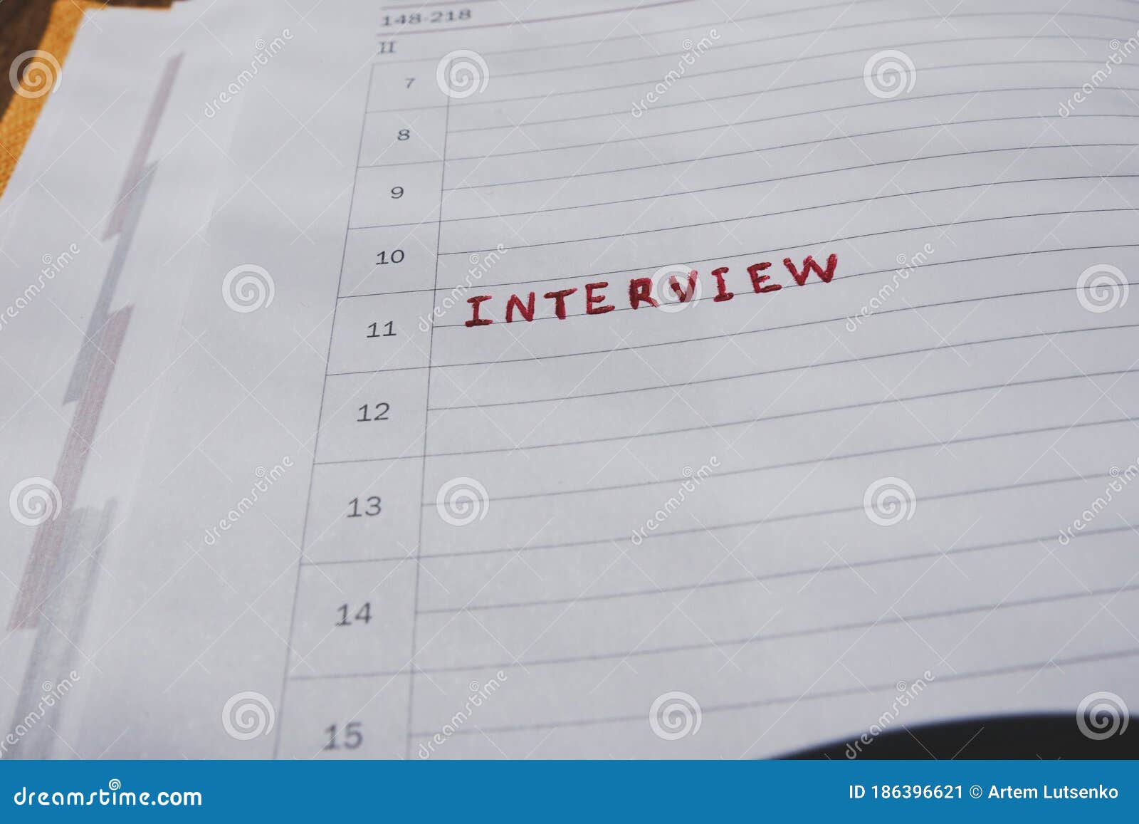 Job Interview Concept. Closeup of Opened Notebook Stock Image - Image ...
