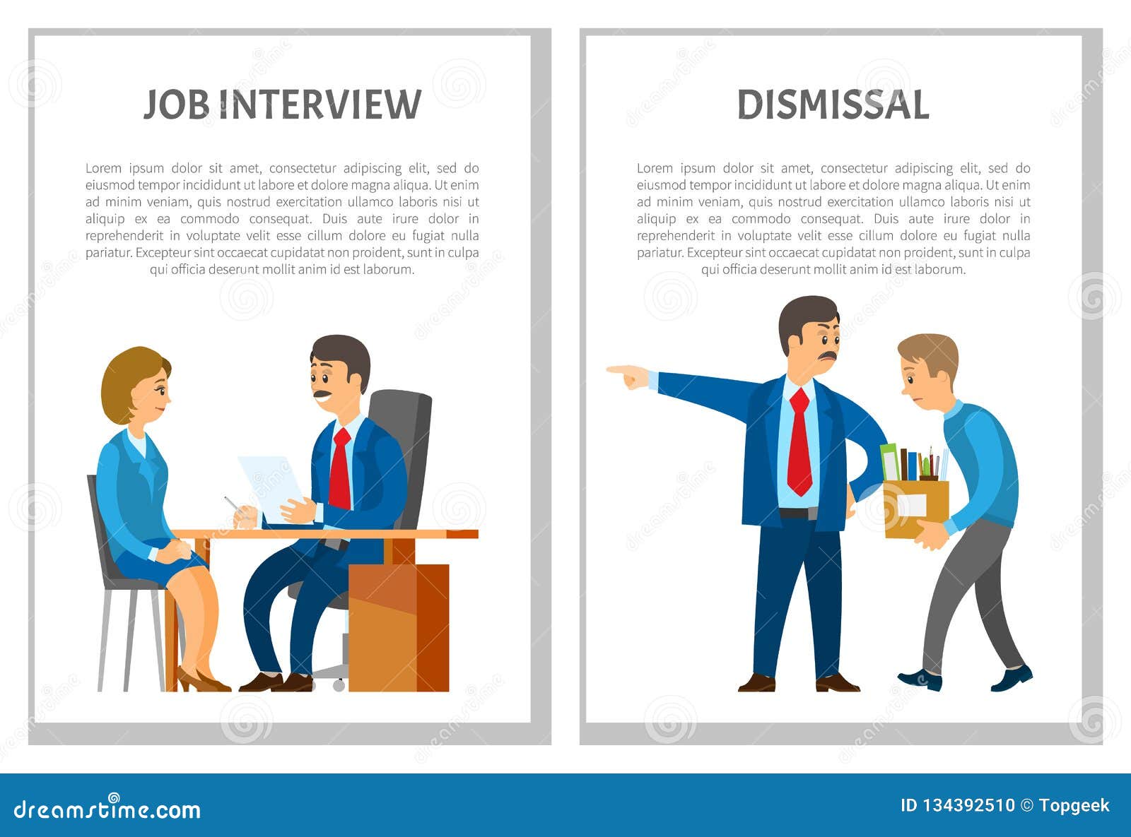 Job Interview and Dismissal of Employee Posters Stock Vector ... Job Interview and Dismissal of Employee Posters Stock Vector ...