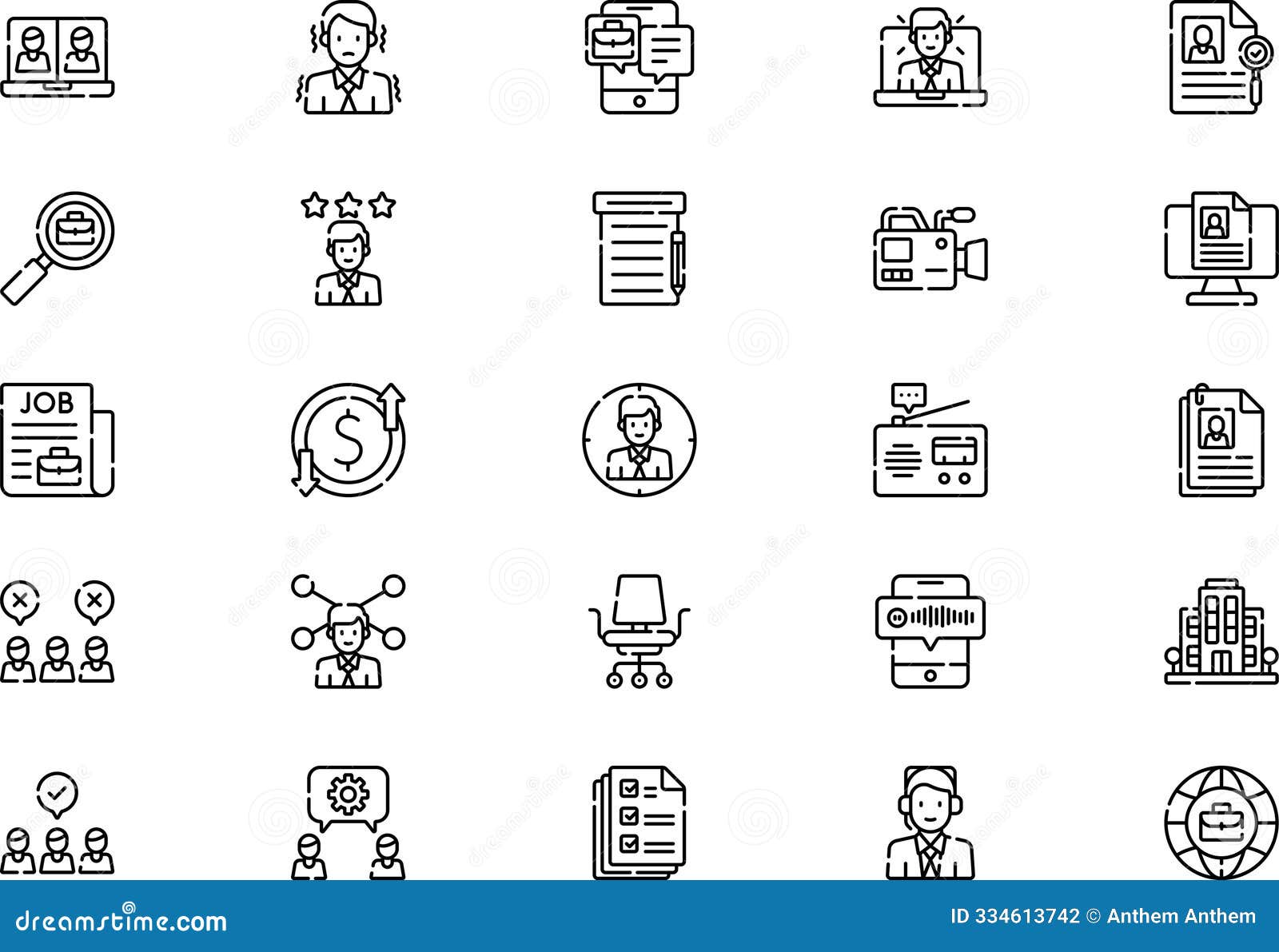 Job Interview Icons Collection is a Vector Illustration with Editable ...