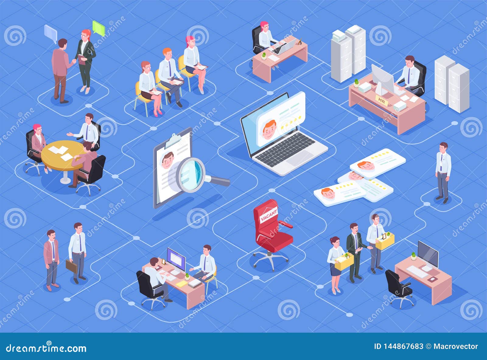 Job Interview Isometric Flowchart Stock Vector - Illustration of hiring ...