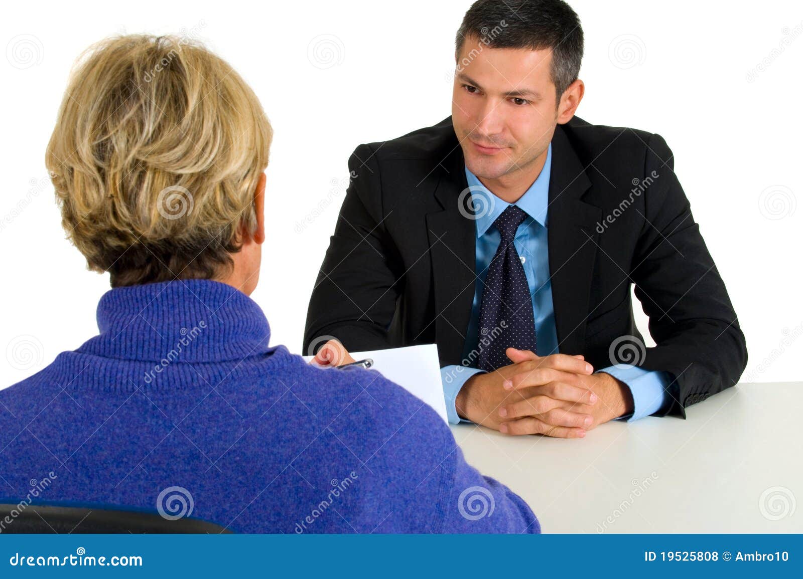 Job Interview with Man and Woman Stock Photo - Image of friendly ...