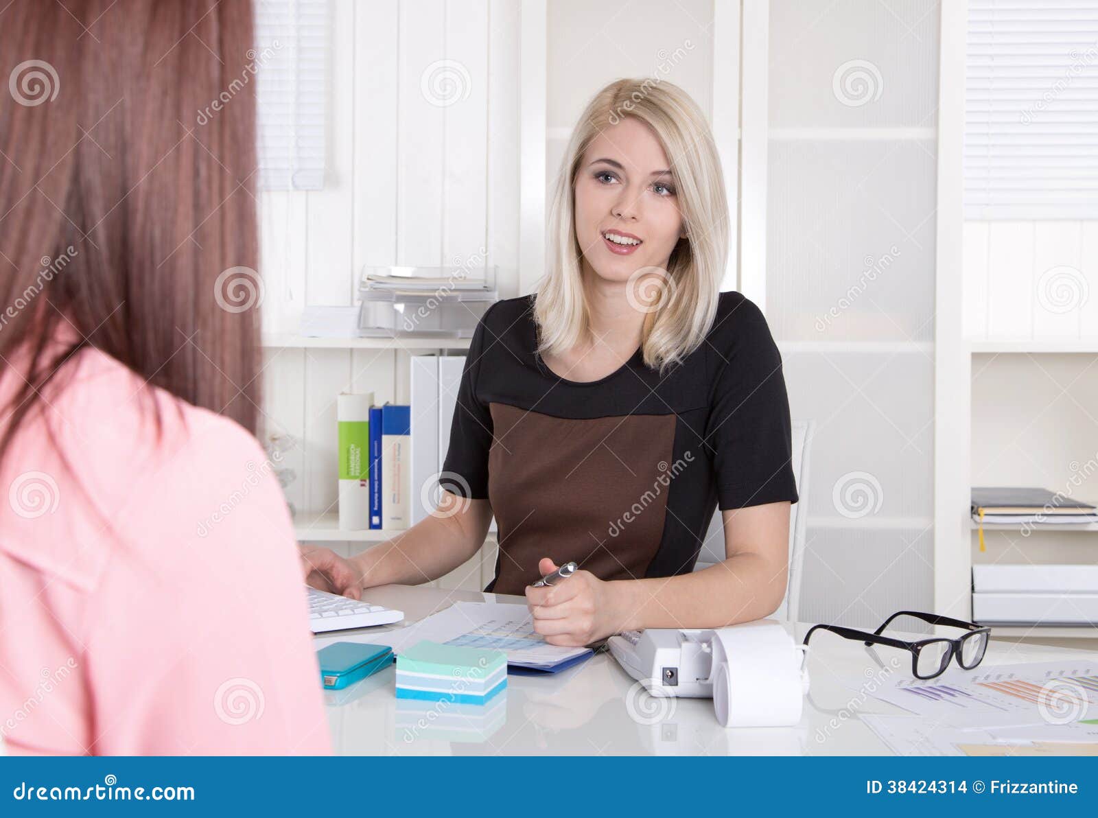 Job Interview at Office with Two Attractive Women. Stock Photo - Image ...