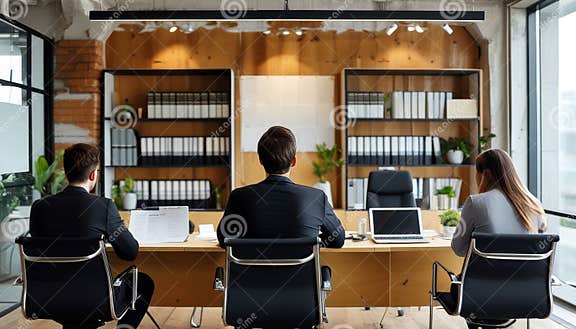 Job Interview Panel in Modern Office Reviewing Candidate Documents ...