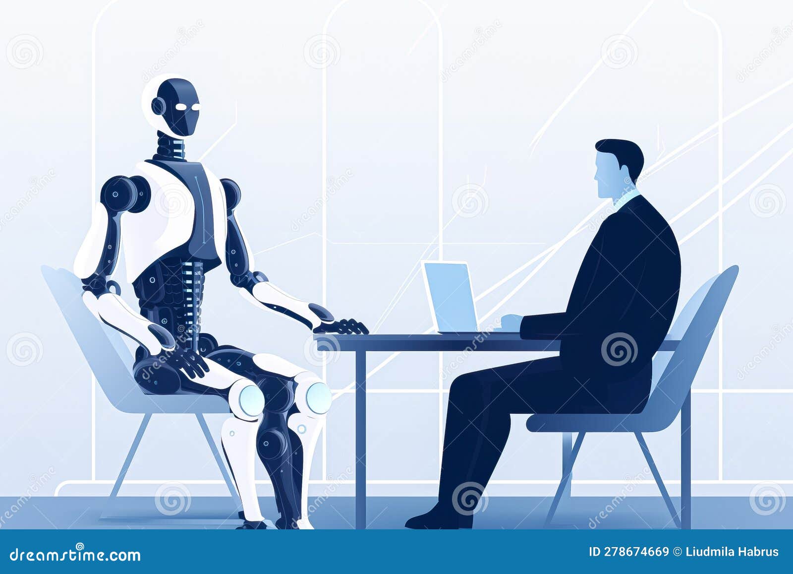 Job Interview Robot. Generative AI Stock Illustration - Illustration of ...