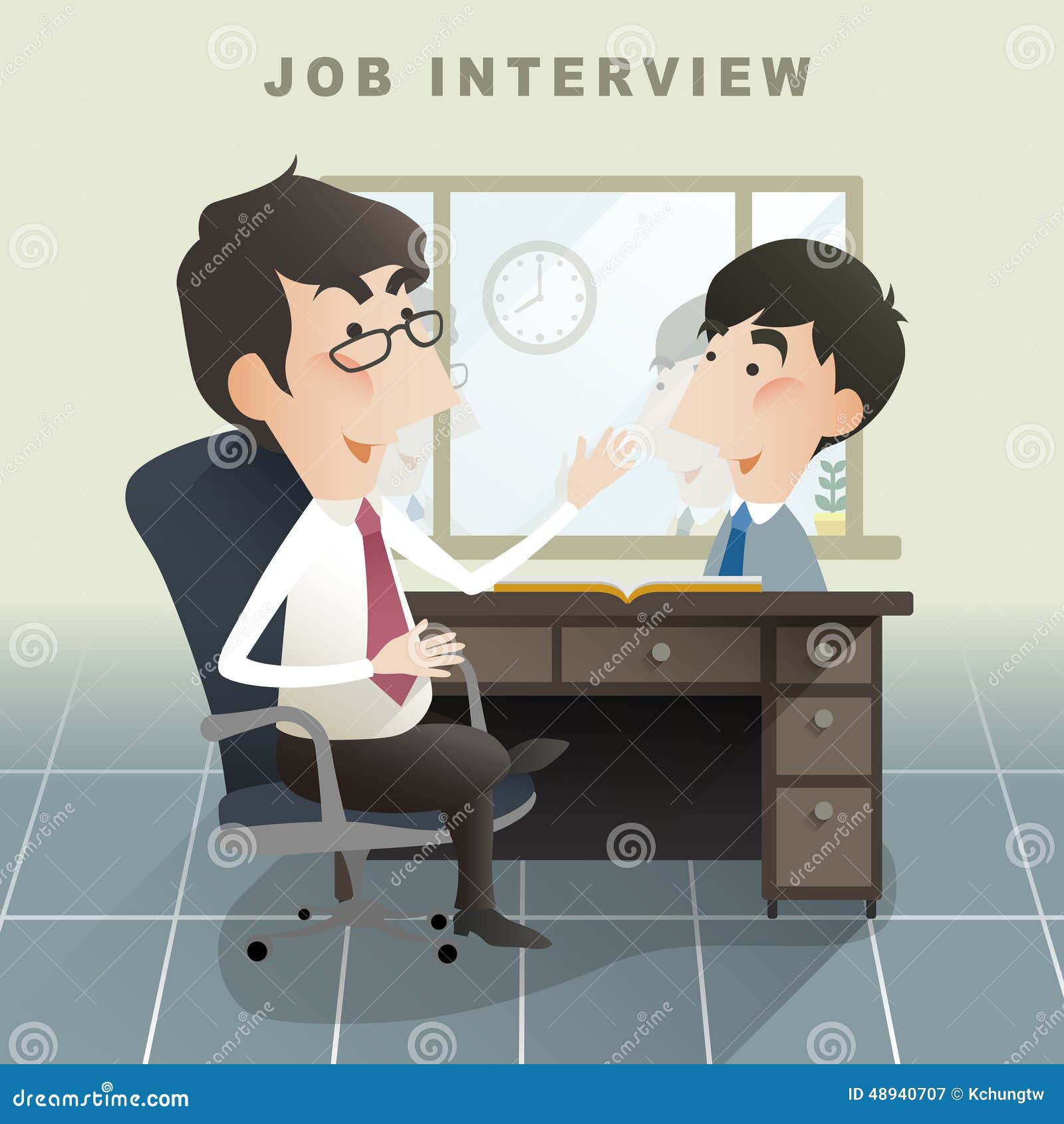 Job Interview Scene in Flat Design Stock Vector - Illustration of ...