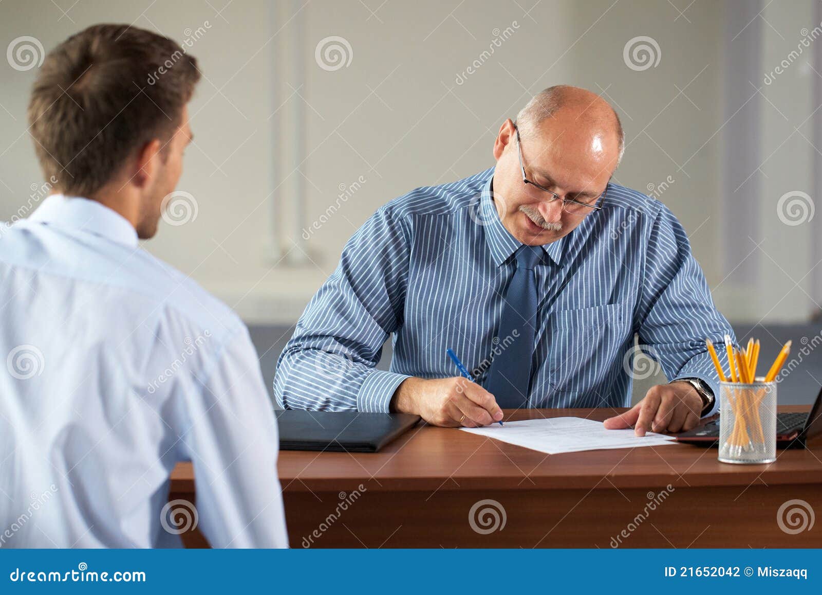 Job Interview, Senior Manager and Young Apprentice Stock Photo - Image ...