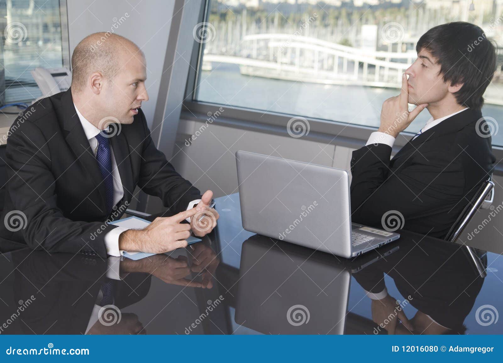 Job Interview Two Businessmen Stock Photo - Image of person, female ...