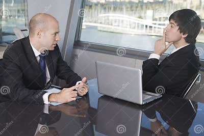 Job Interview Two Businessmen Stock Photo - Image of person, female ...