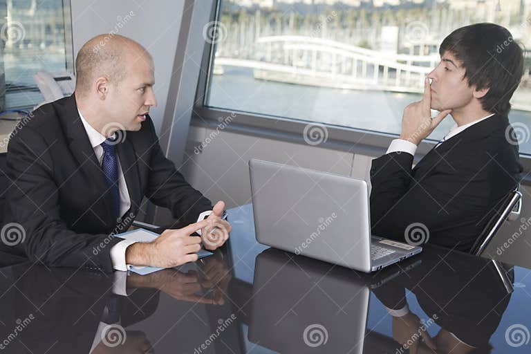 Job Interview Two Businessmen Stock Photo - Image of person, female ...