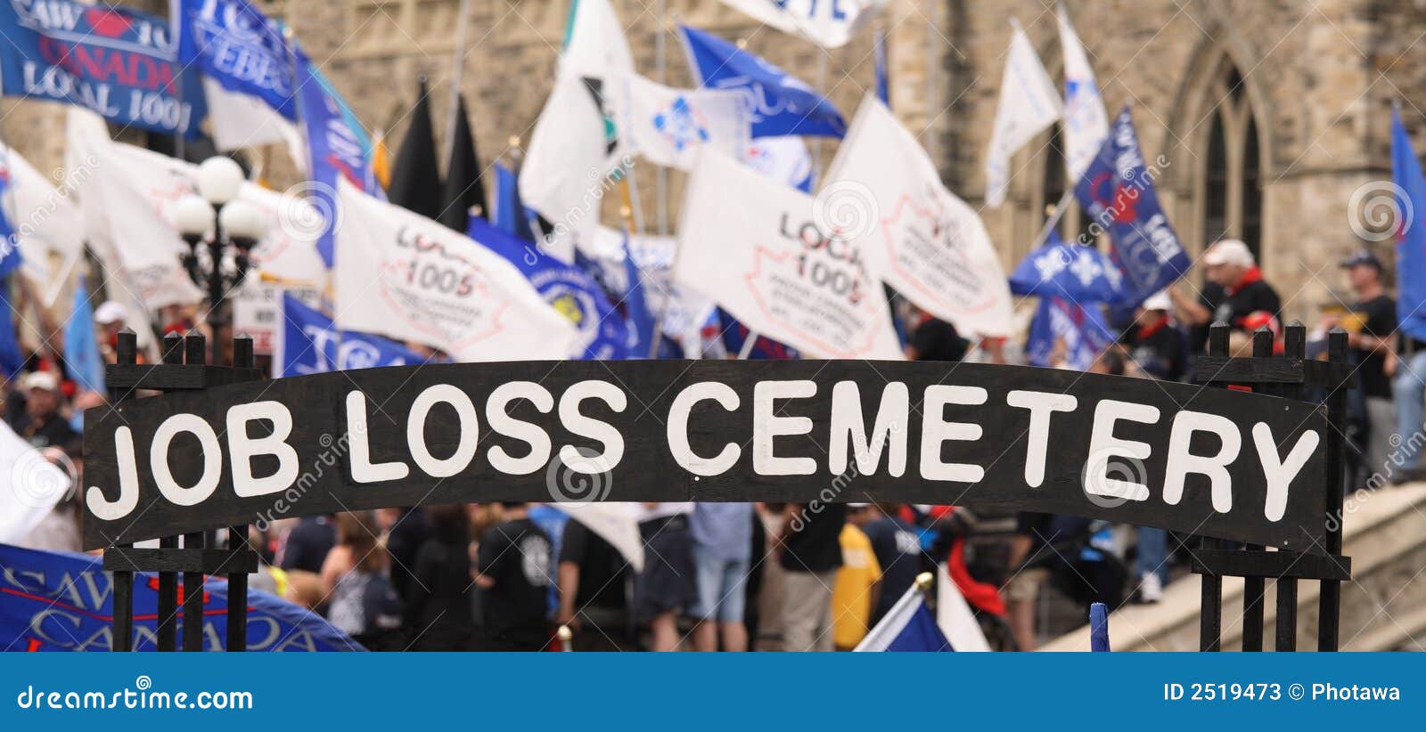 Job Loss Sign with Flags editorial stock photo. Image of crisis - 2519473