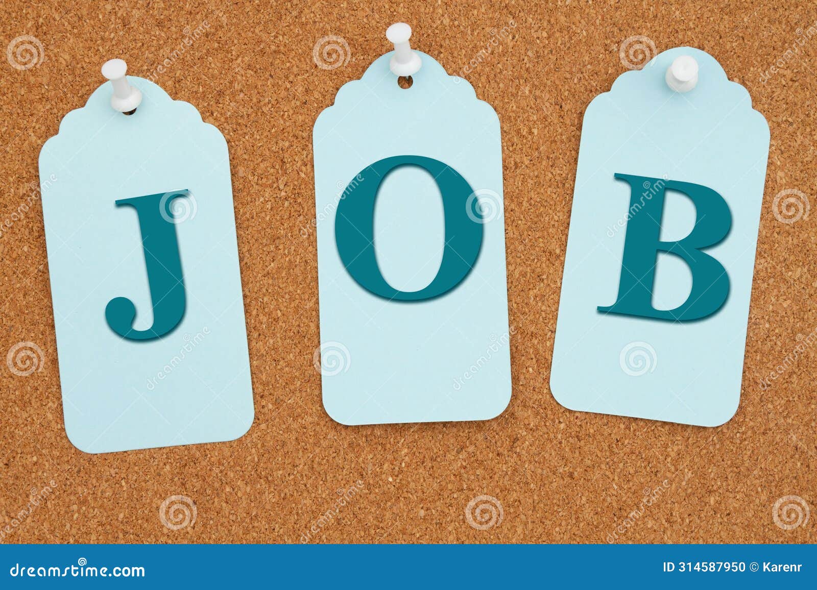 Job Message on Blue Gift Tags on a Corkboard Stock Photo - Image of ...