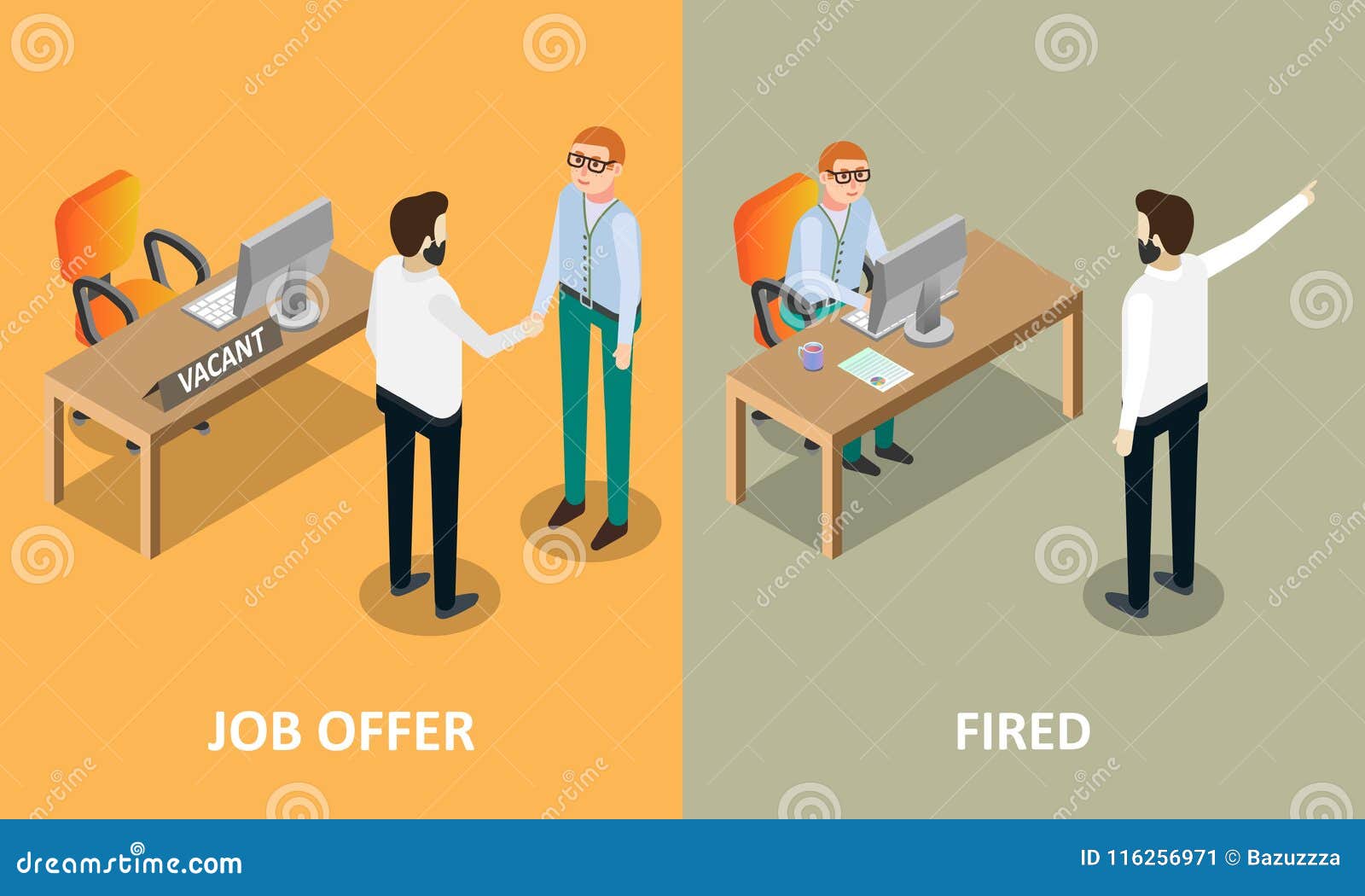 Job Offer and Fired Vector Concept Design Elements Stock Vector ...