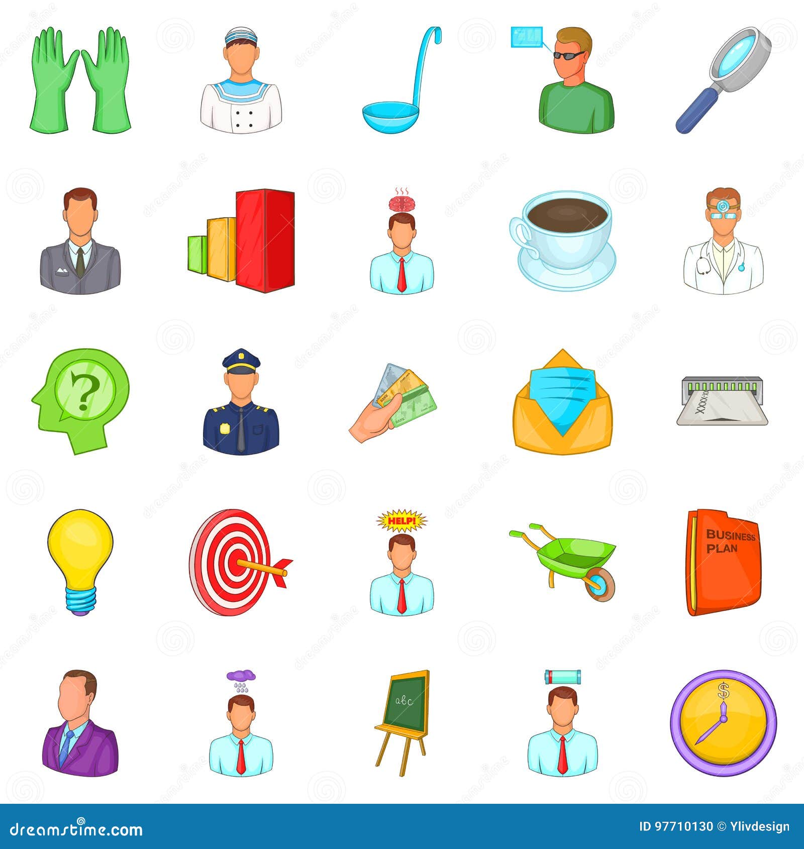 Job Offer Icons Set, Cartoon Style Stock Vector - Illustration of ...
