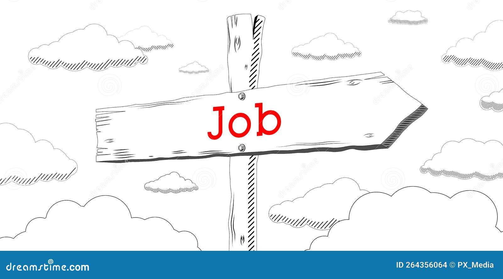 Job - Outline Signpost with One Arrow Stock Illustration - Illustration ...
