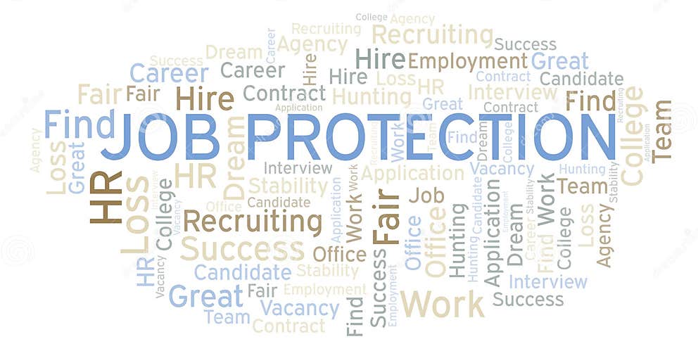 Job Protection word cloud. stock illustration. Illustration of font ...
