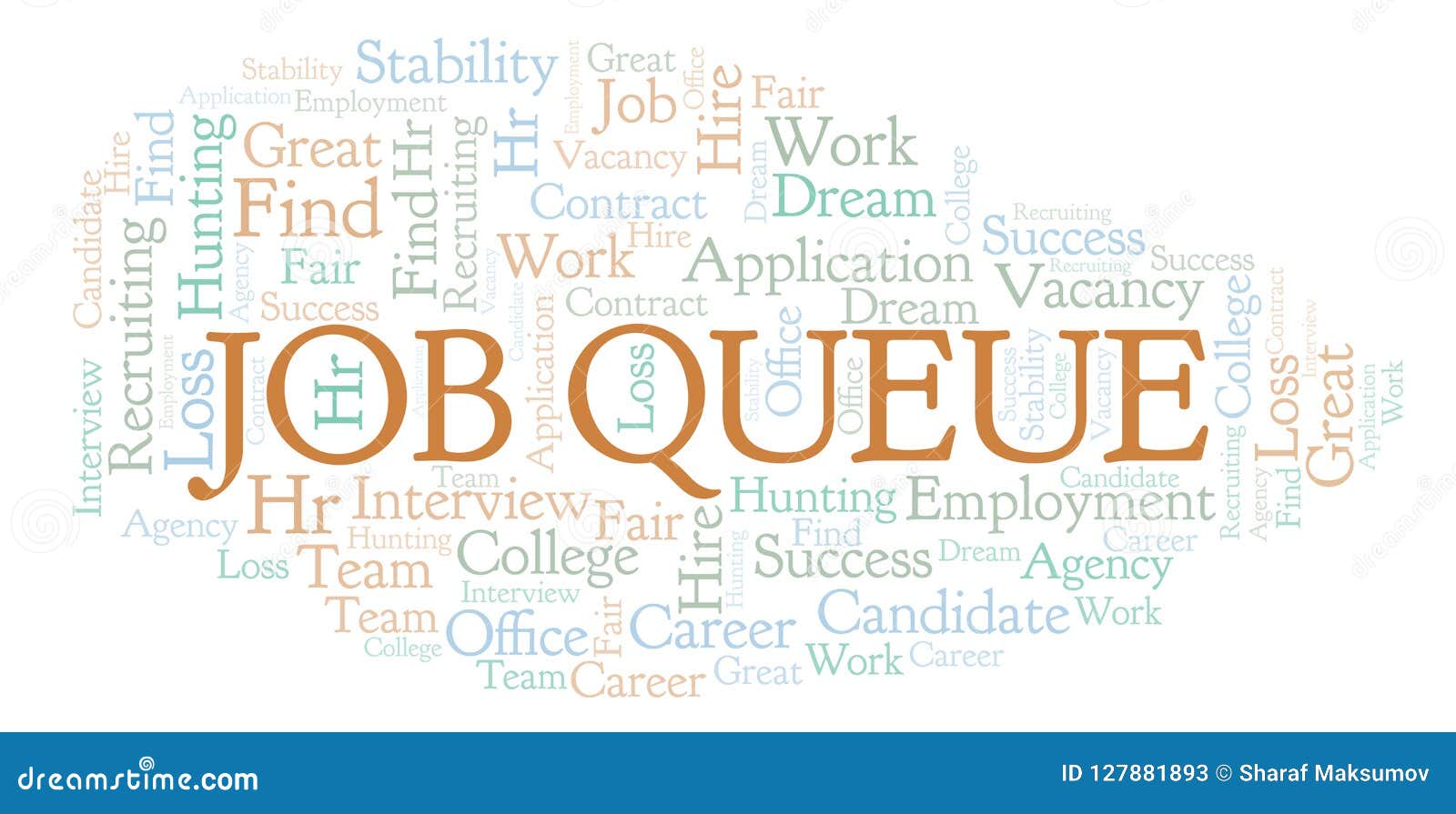 Job Queue word cloud. stock illustration. Illustration of isolated ...