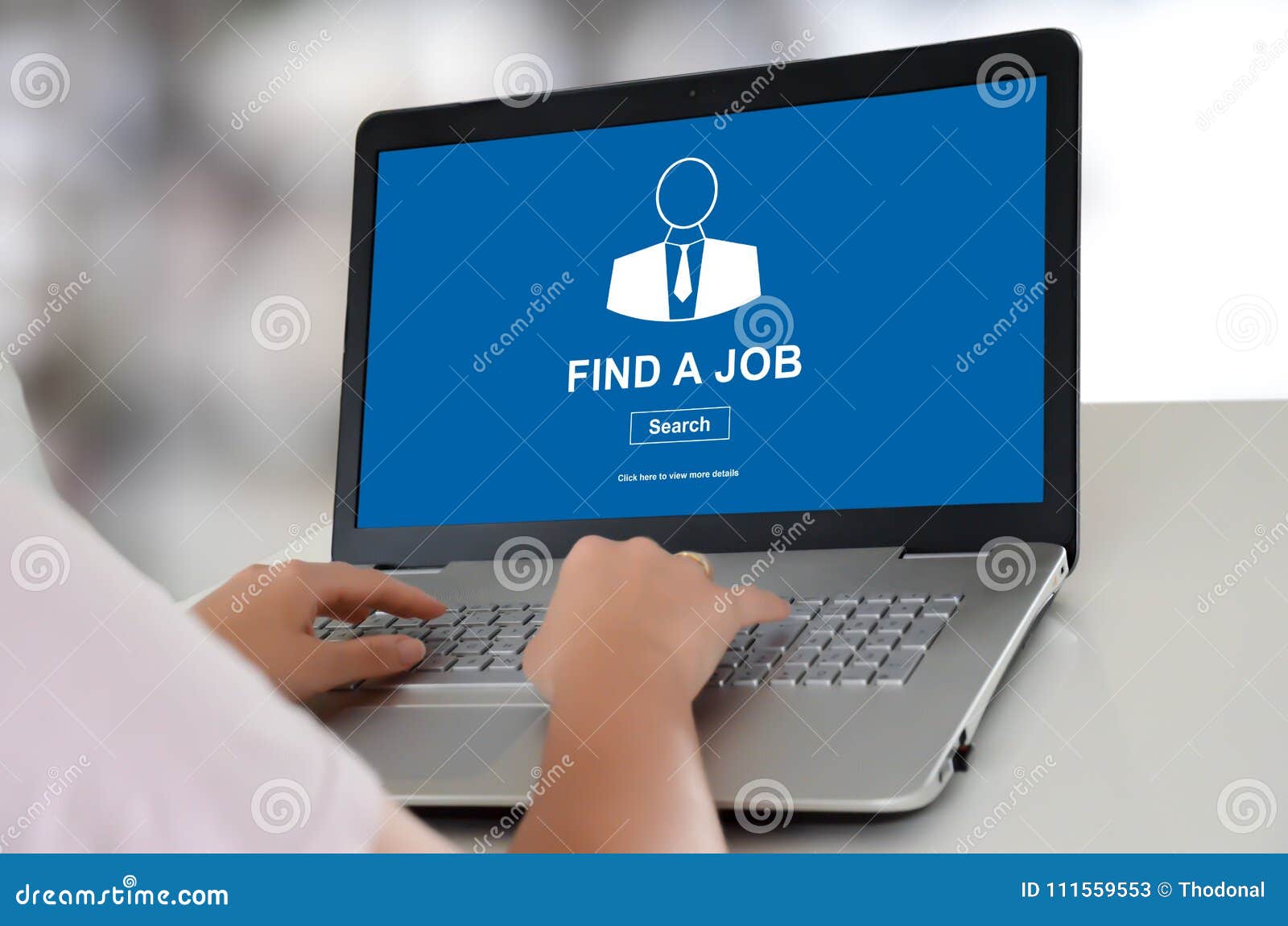 Job Search Concept on a Laptop Stock Image - Image of word, hiring ...