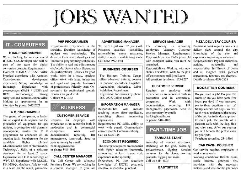 Job Search Newspaper Full Of Advertisements Editorial Photography