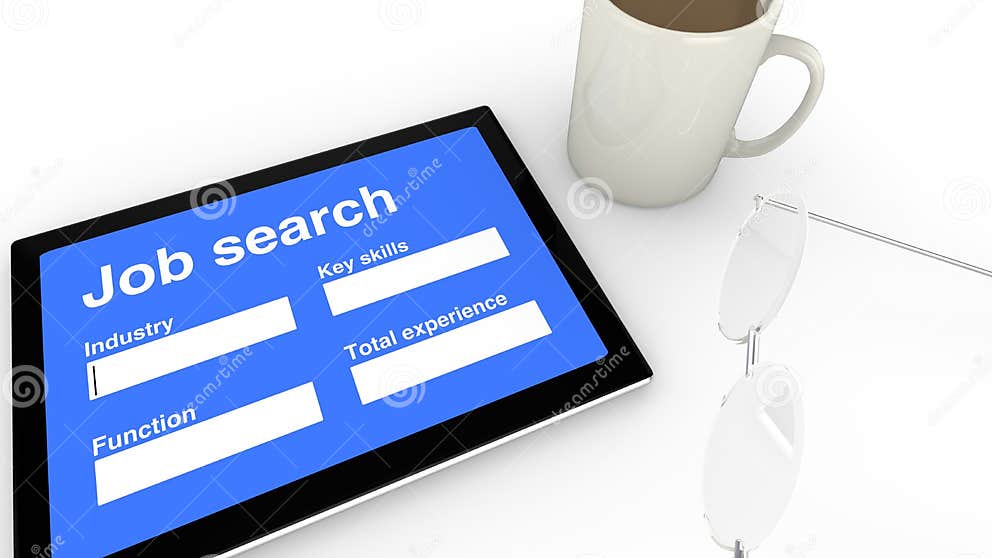 Job search entry screen stock illustration. Illustration of glasses ...