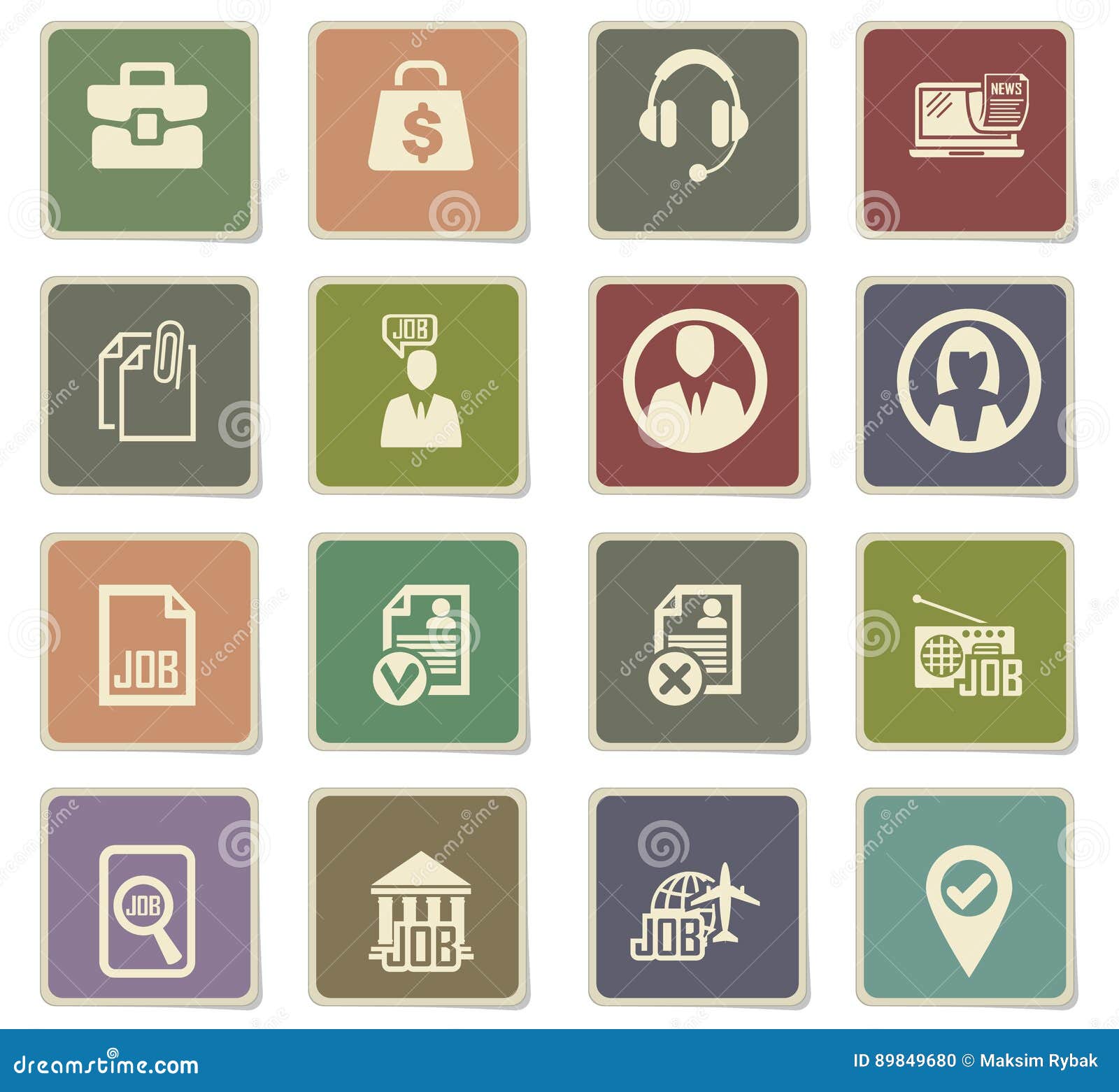 Job search icon set stock illustration. Illustration of employer - 89849680