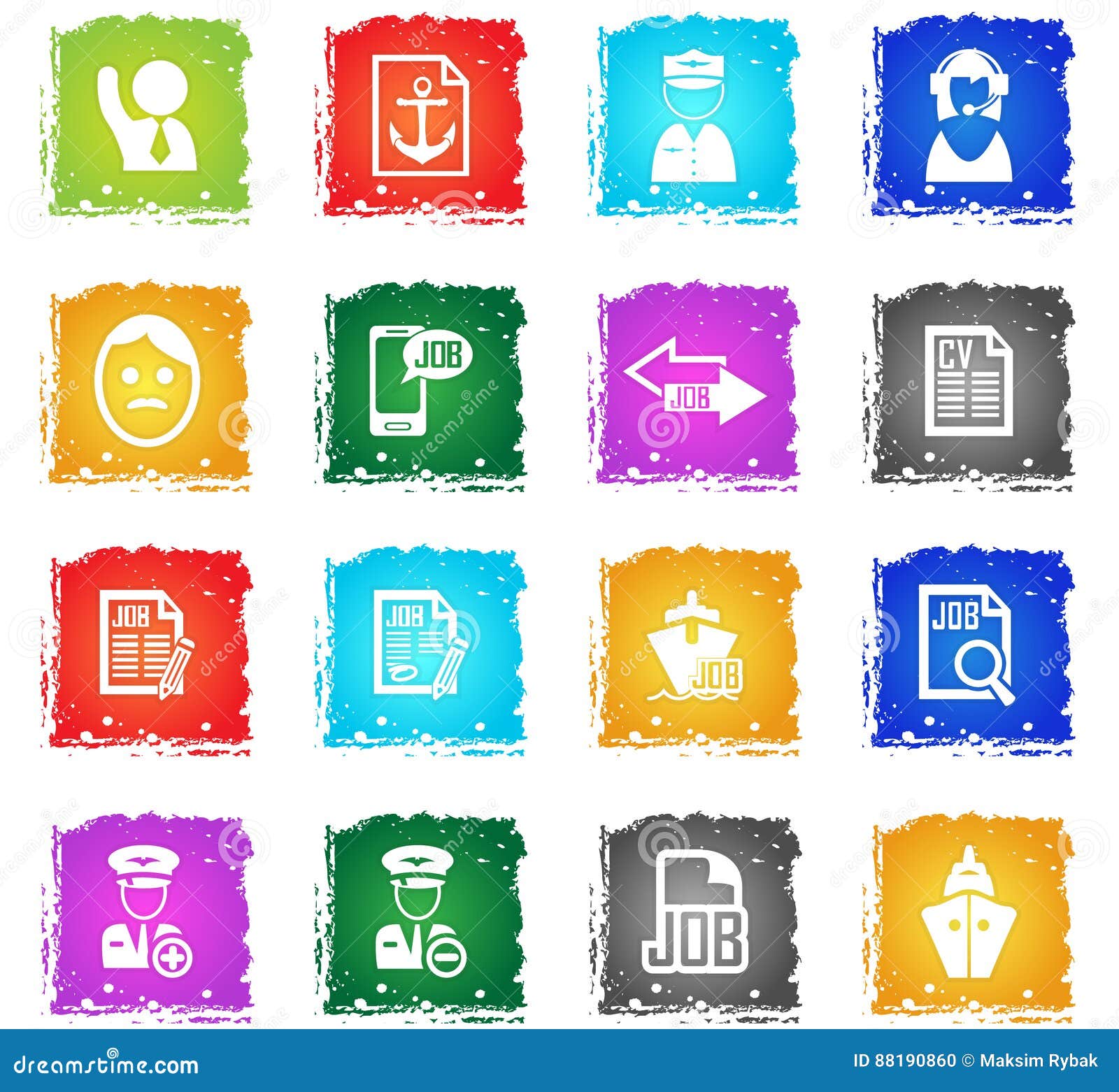 Job search icon set stock vector. Illustration of symbol - 88190860