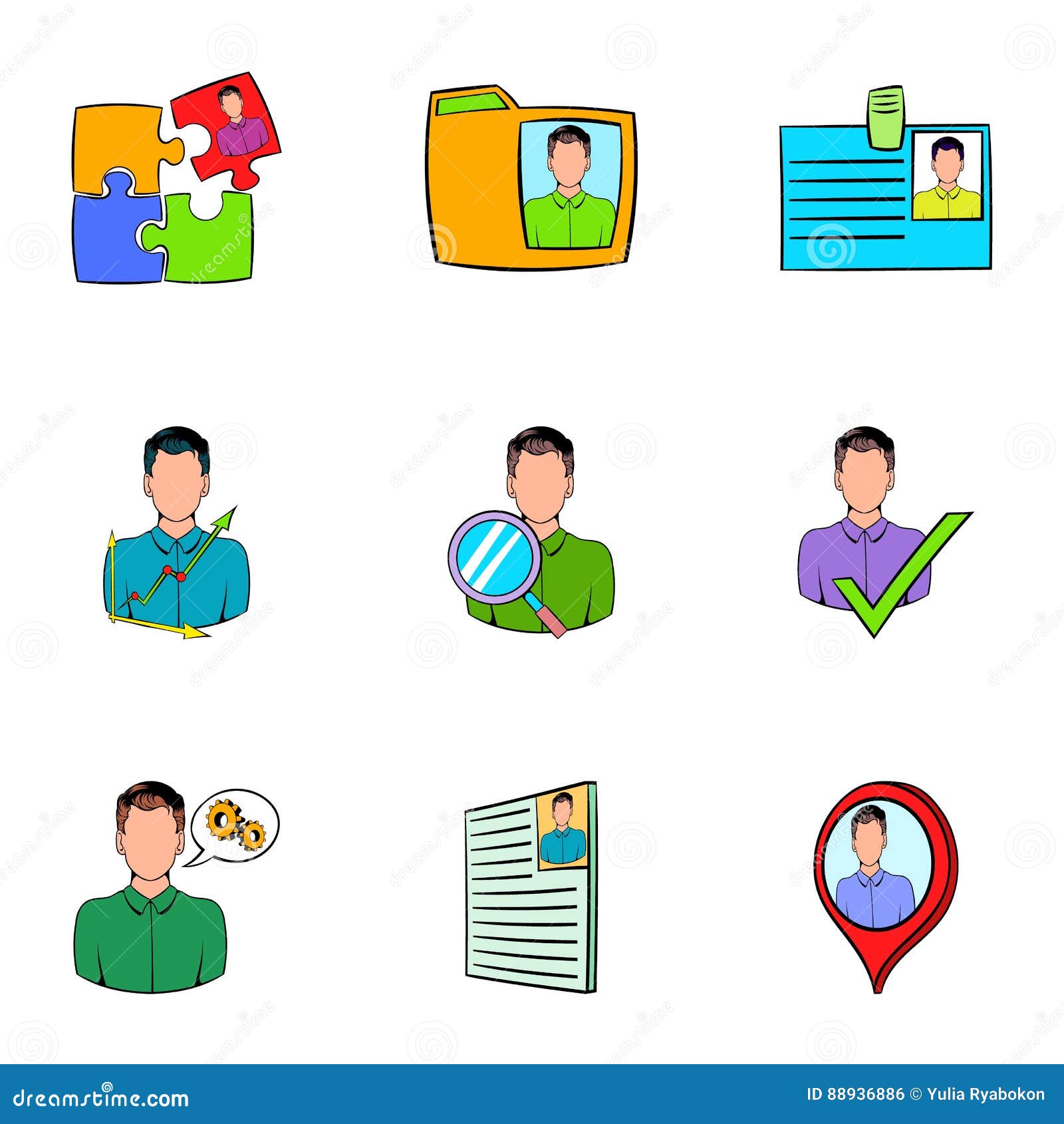 Job Search Icons Set, Cartoon Style Stock Vector - Illustration of sign ...