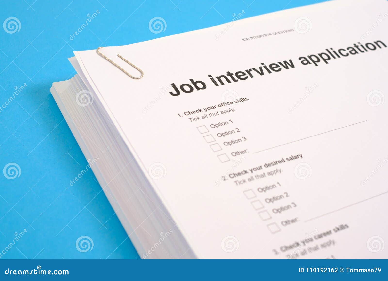 Stack of Cv and Application for Employment on Blue Desk Stock Photo ...