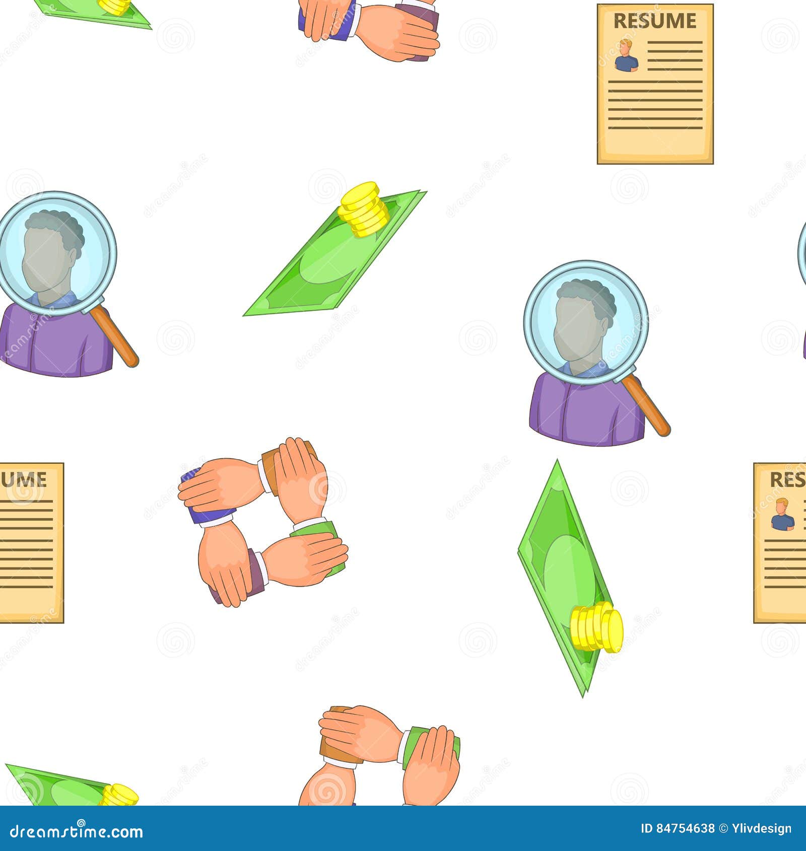 Job Search Pattern, Cartoon Style Stock Vector - Illustration of office ...