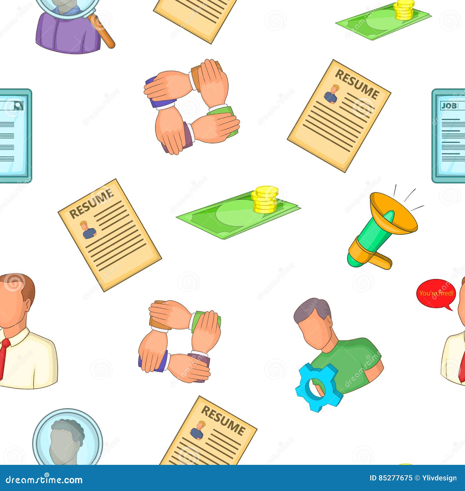 Job Search Pattern, Cartoon Style Stock Vector - Illustration of fabric ...