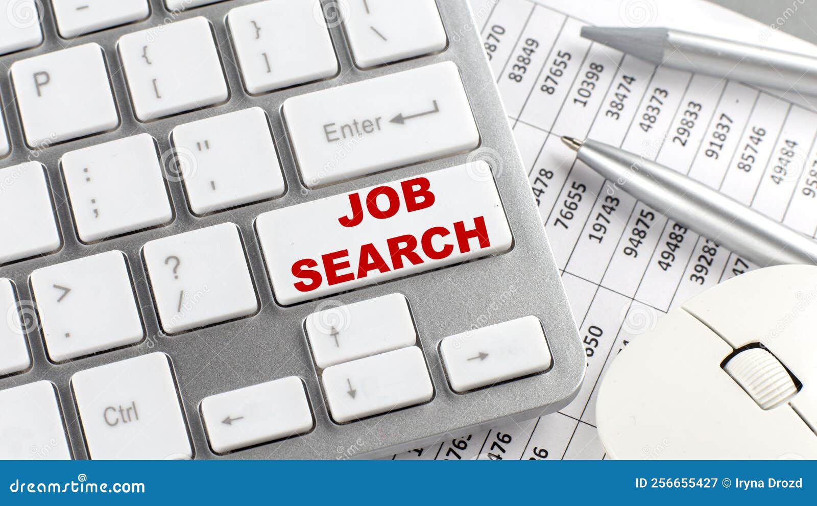 JOB SEARCH Text on a Keyboard Wirh Chart and Pencil Stock Image - Image ...