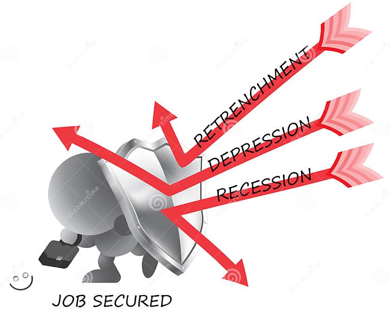 Job Security Worker Man Shielded from Retrenchment Stock Vector ...