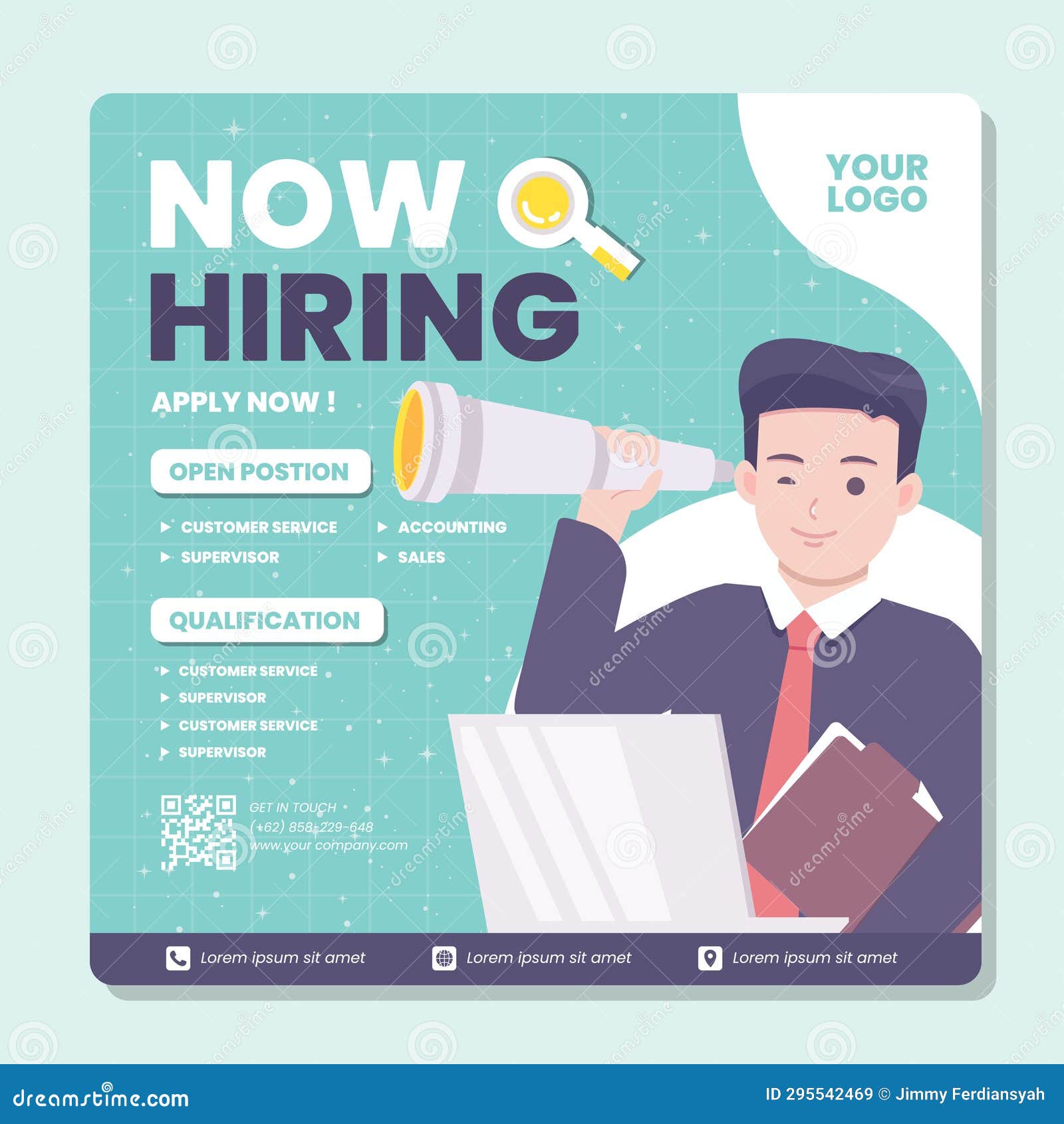 Job Seeker Hiring Poster Template Design Stock Vector - Illustration of ...