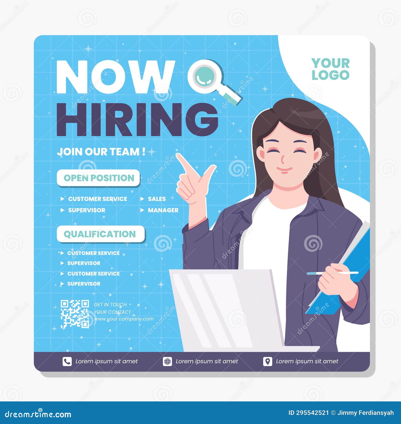 Job Seeker Hiring Poster Template Design Stock Vector - Illustration of ...