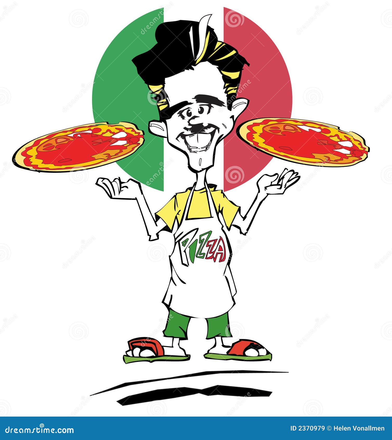 Pizzaiolo Cook with Italian Pizza Stock Vector - Illustration of ...