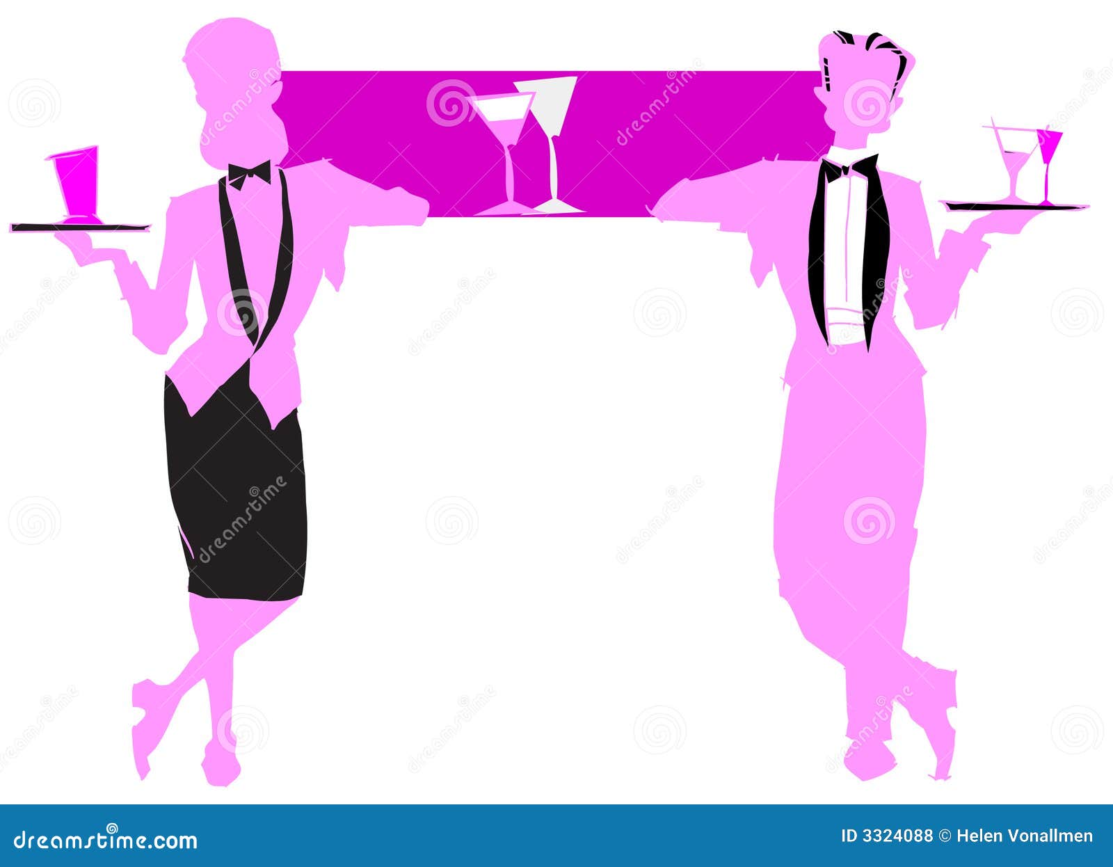 Job Series -waitress Waiter Stock Illustration - Illustration of host ...