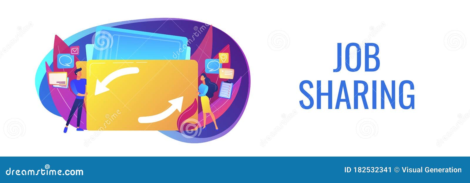 Job Sharing Concept Banner Header. Stock Vector - Illustration of ...