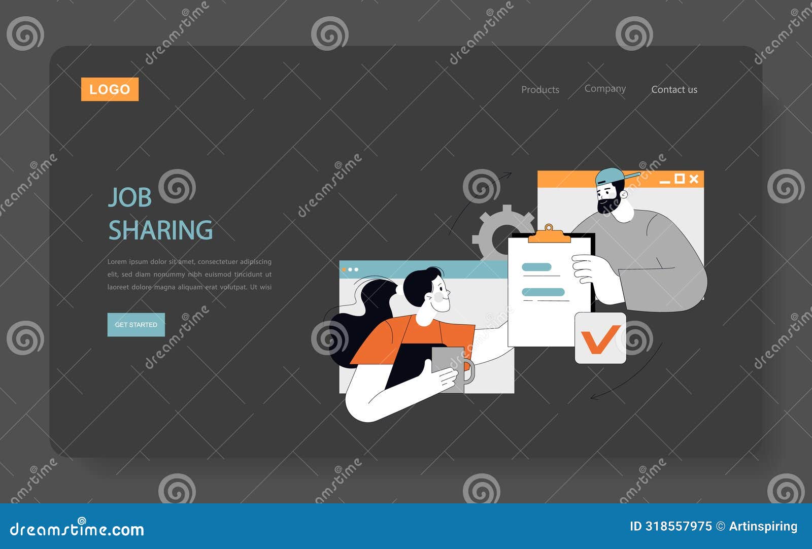 Job Sharing Concept Vector Illustration Stock Vector - Illustration of ...