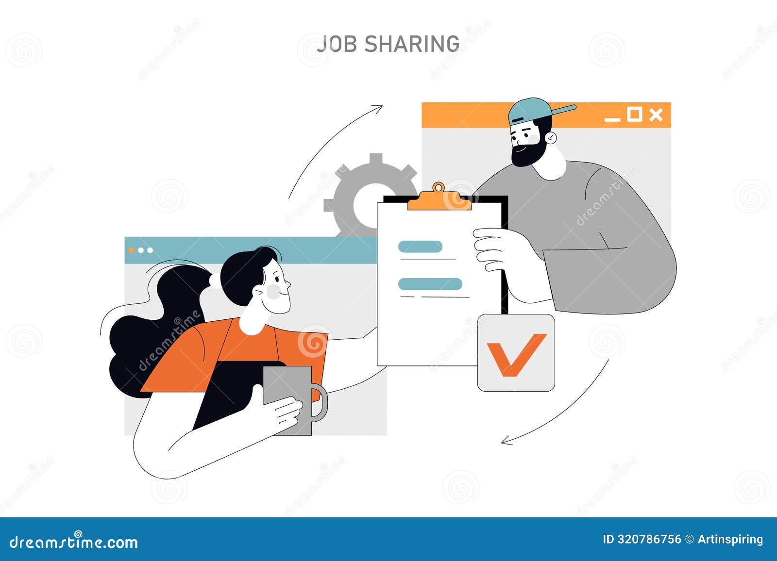 Job Sharing Concept Vector Illustration Stock Vector - Illustration of ...