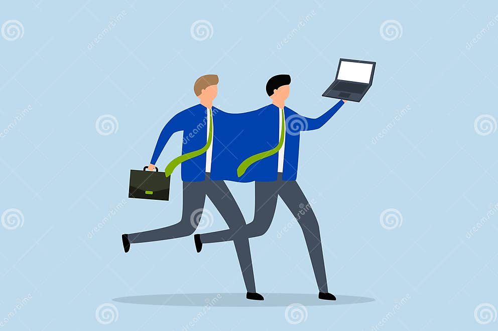 Job Sharing in Flexible Work, Two Businessmen Working Together on the ...