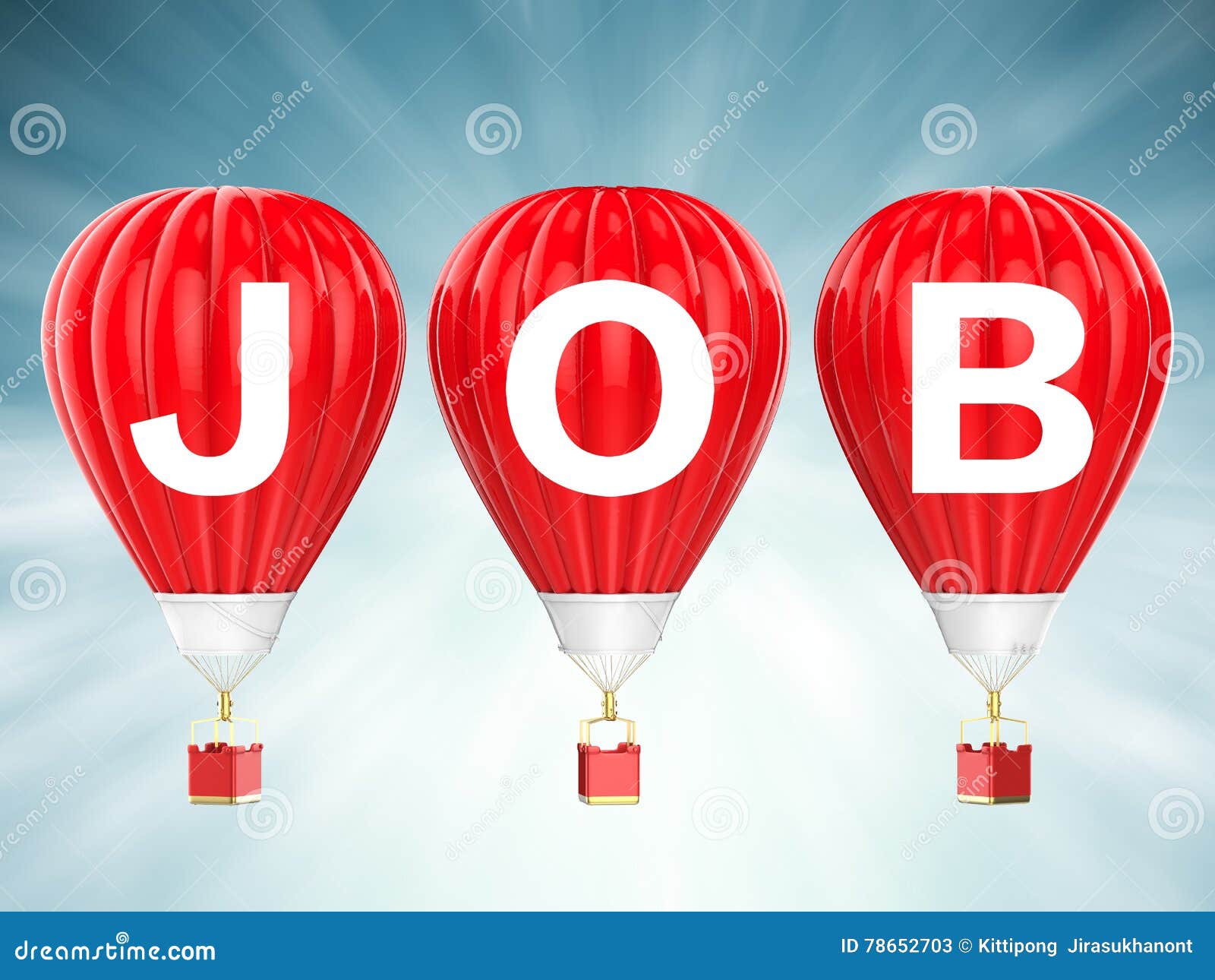 Job Sign on Red Hot Air Balloons Stock Illustration - Illustration of ...