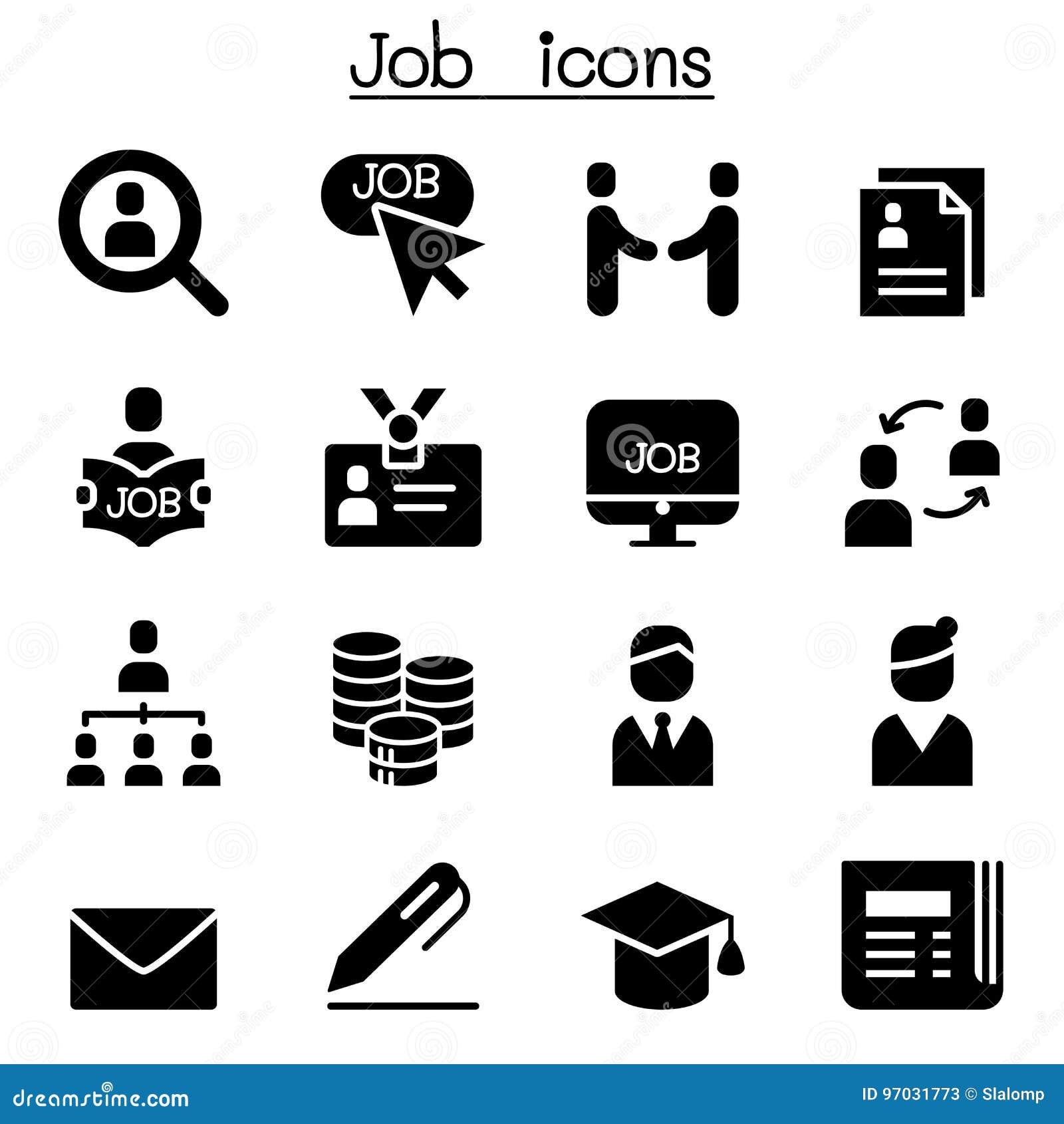 Job & Staff Recruitment Icon Set Stock Vector - Illustration of flat ...