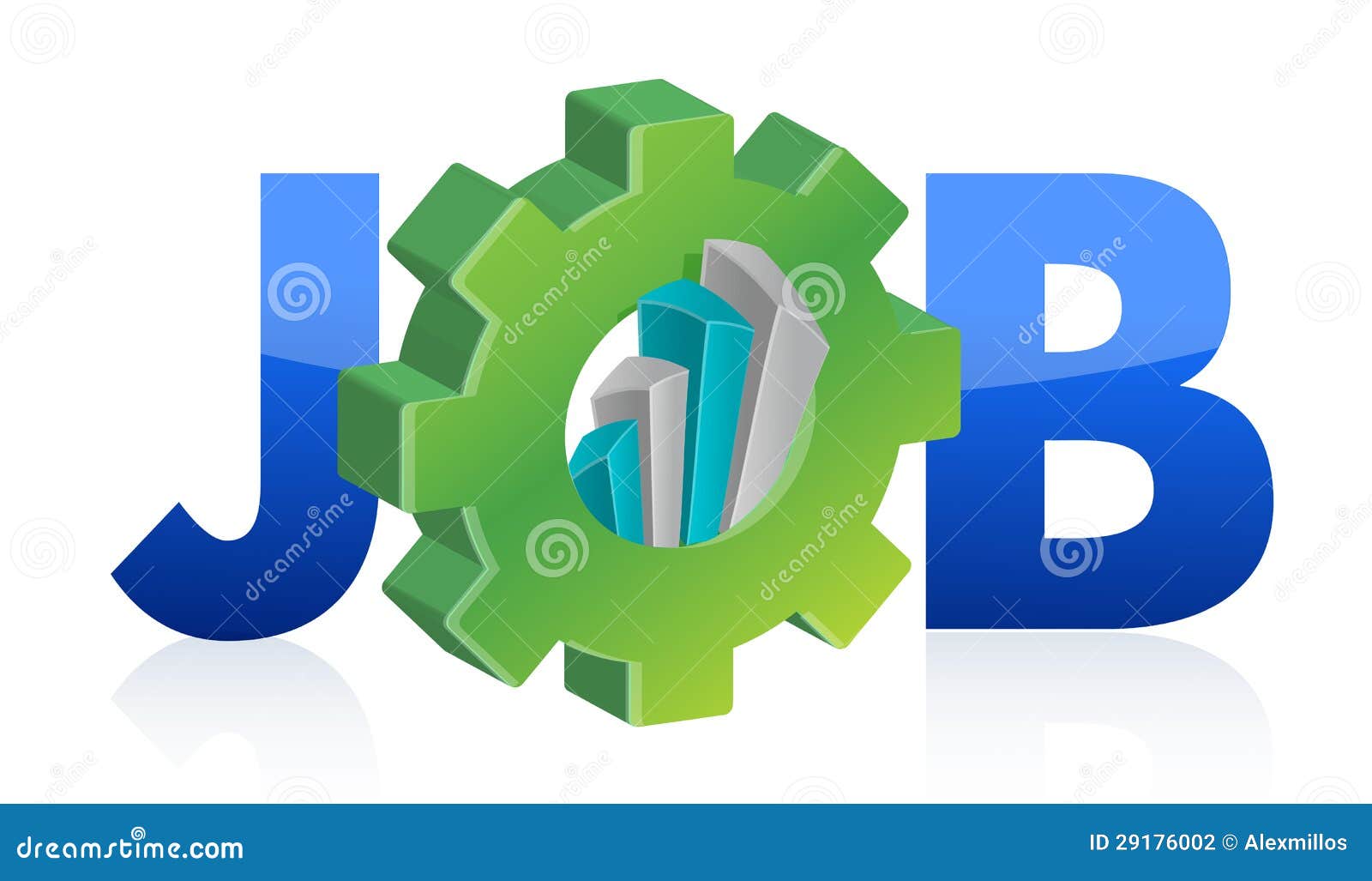 Job Text Gear and Business Graph Stock Illustration - Illustration of ...