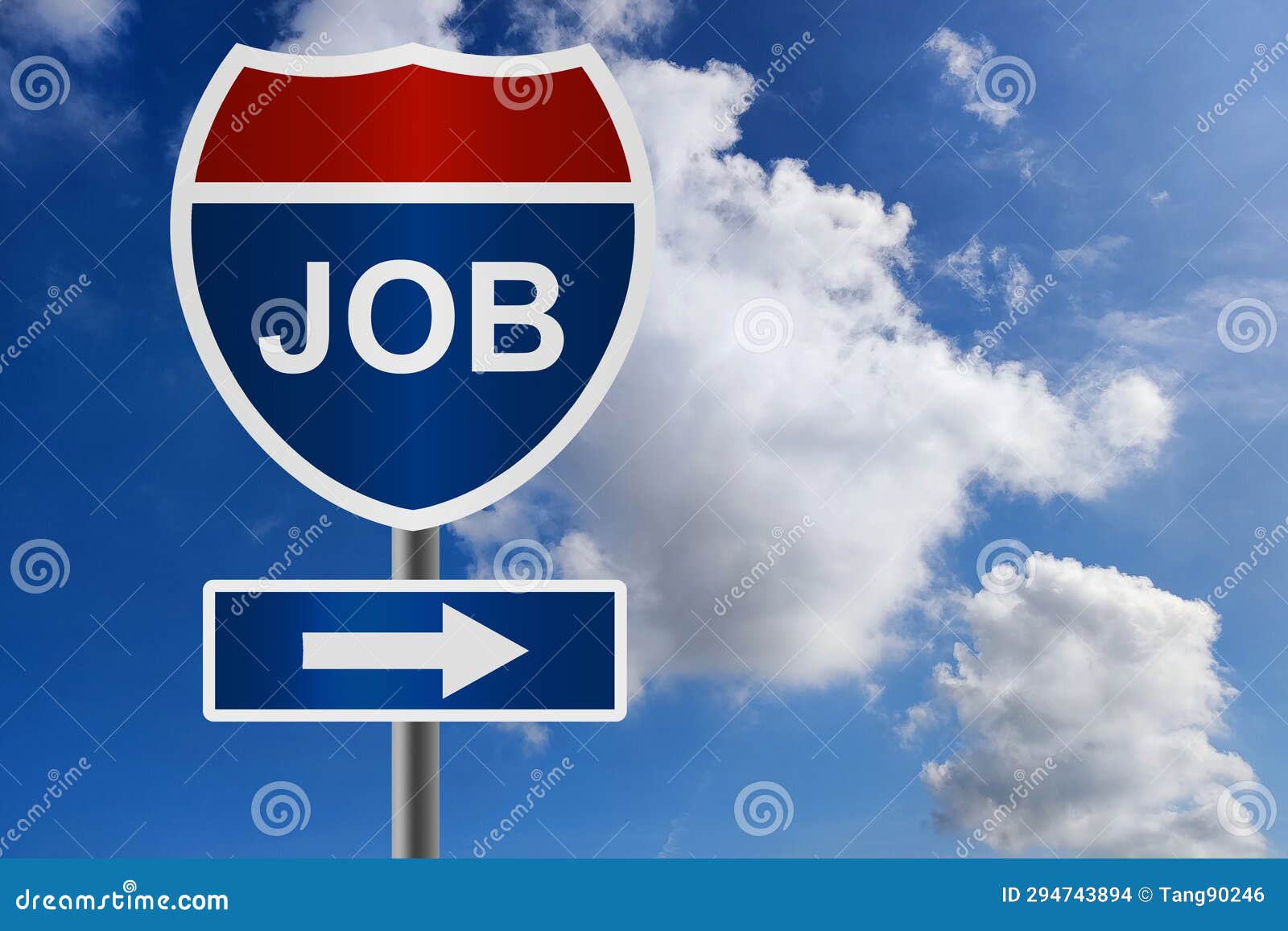 Job Word with Red and Blue Road Sign Stock Illustration - Illustration ...