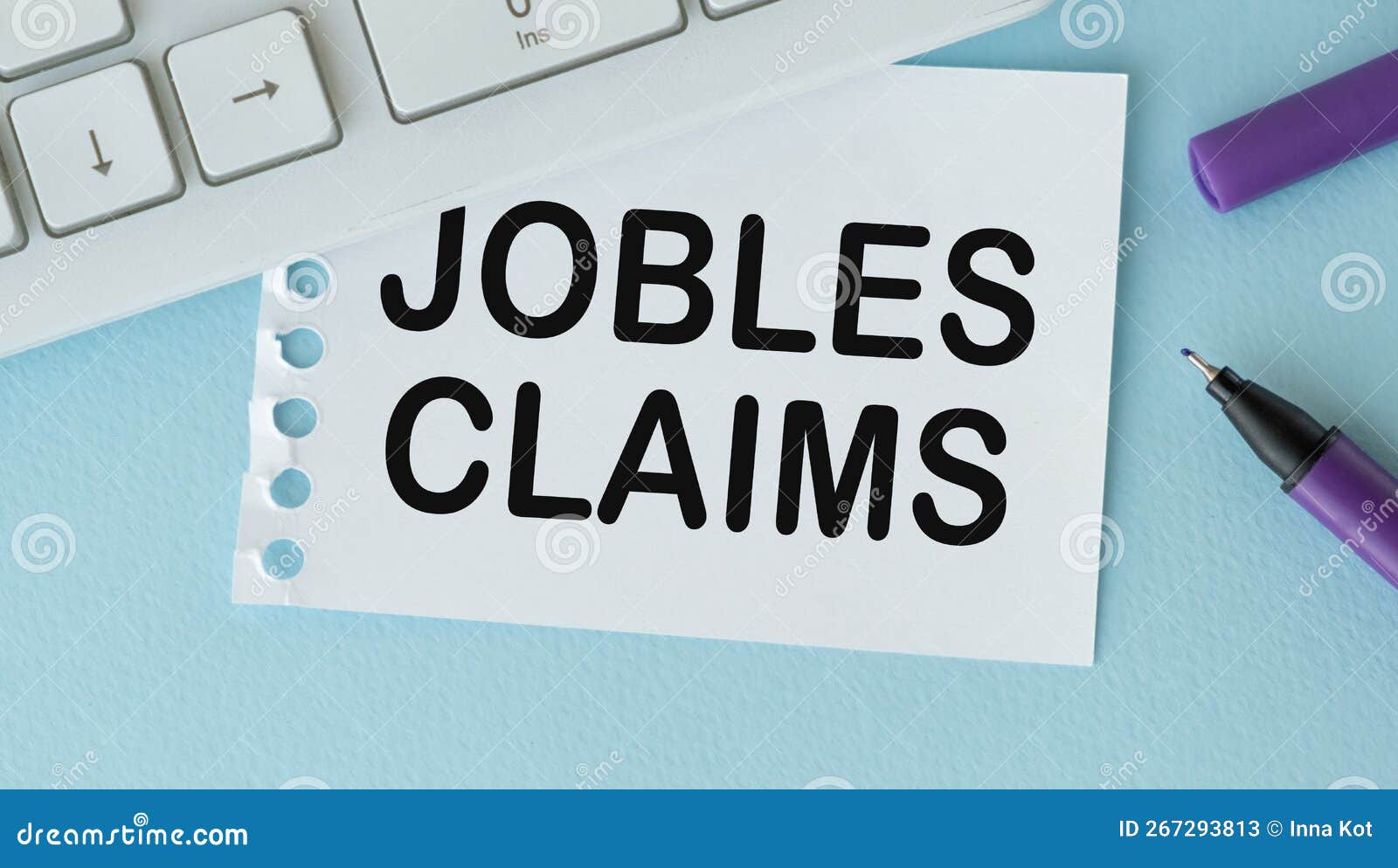 Jobles Claim Form on Blue Background, Financial Concept. Stock Image ...