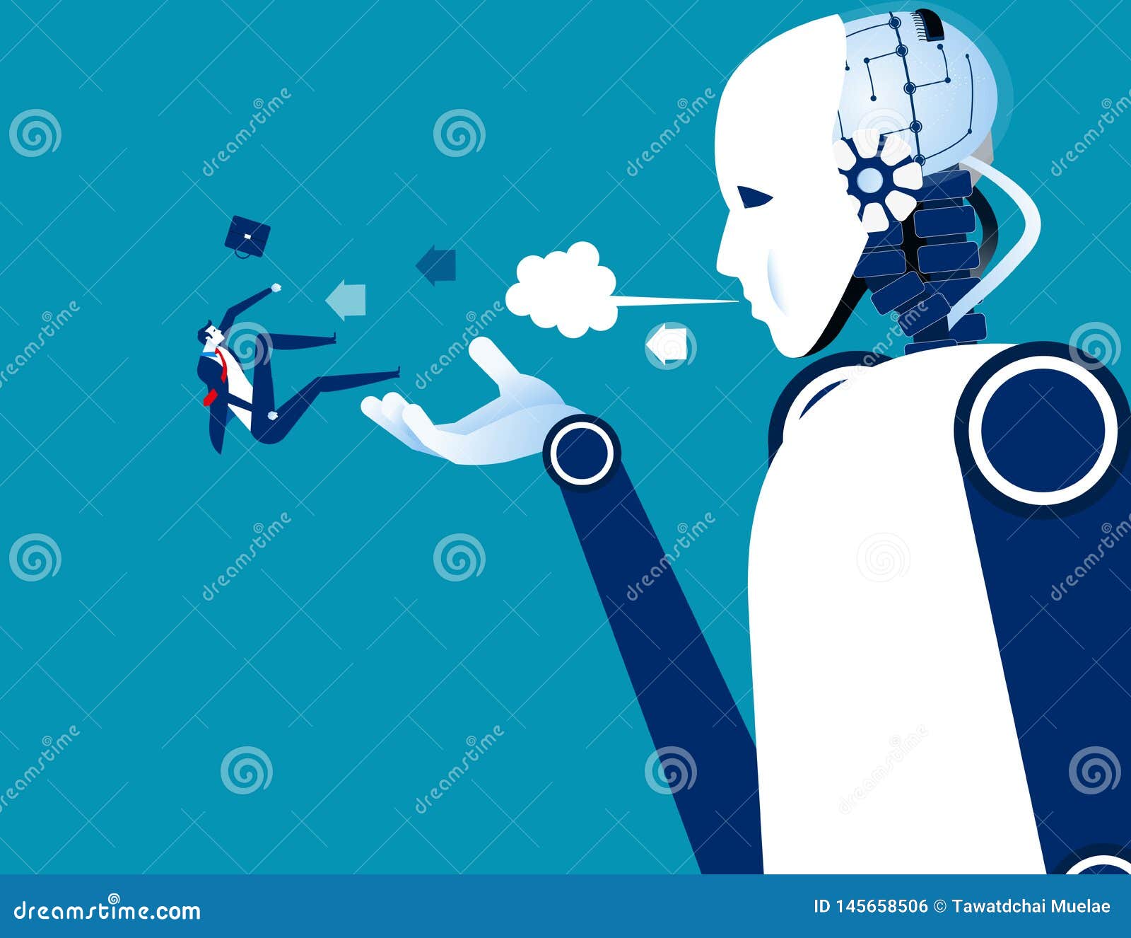 Jobless. Robot instead of Humans Stock Vector - Illustration of person ...