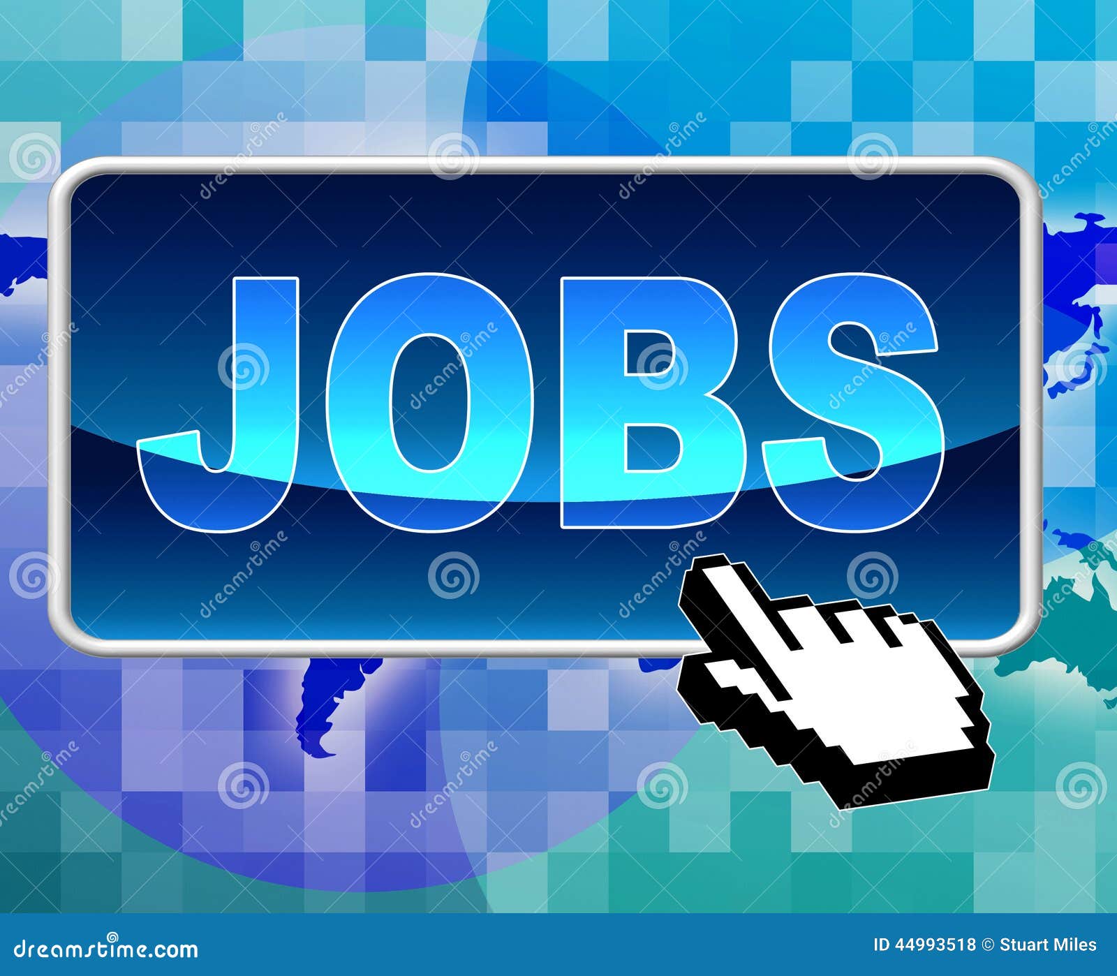 Jobs Button Shows World Wide Web and Position Stock Illustration ...