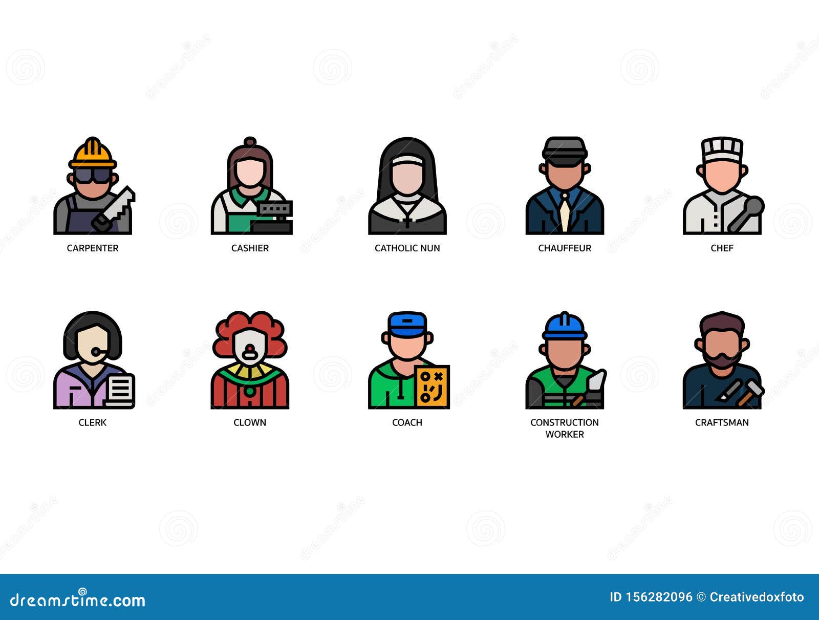 Jobs and Occupations Icons Set Stock Vector - Illustration of icon ...
