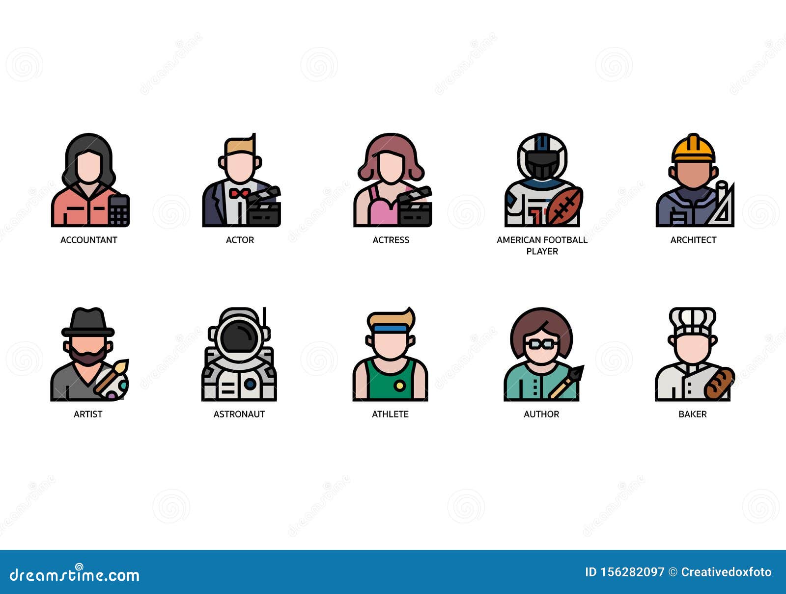Jobs and Occupations Icons Set Stock Vector - Illustration of group ...