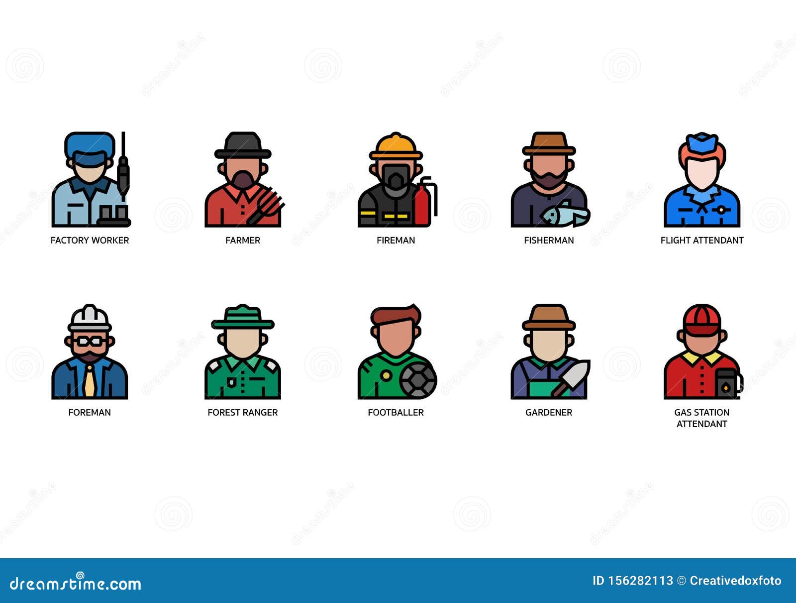 Jobs and Occupations Icons Set Stock Vector - Illustration of business ...