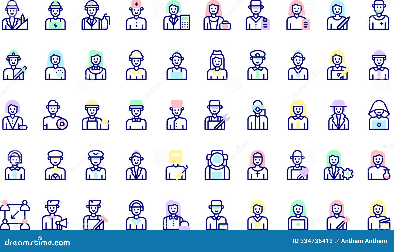 Jobs and Professions Icons Collection is a Vector Illustration with ...